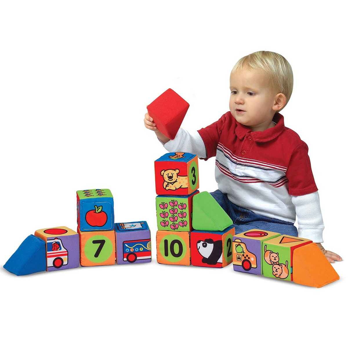 Melissa & Doug Match & Build Soft Blocks with Numbers, Animals, Shapes ...