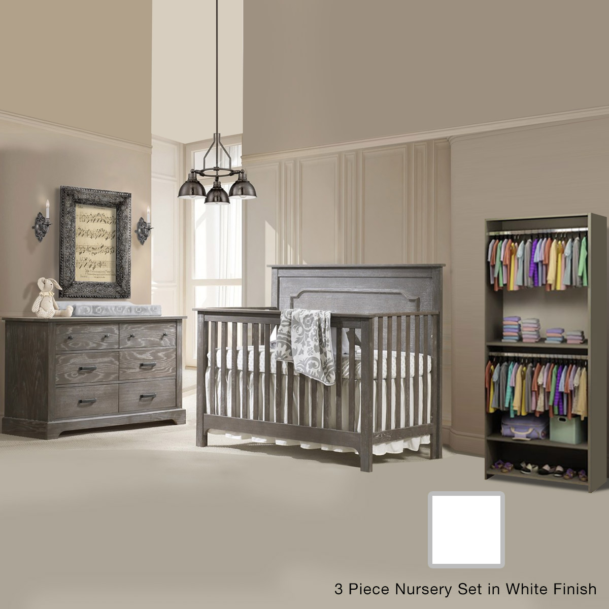 Nest Emerson 3 Piece Nursery Set - 4-in-1 Convertible Crib, Double ...