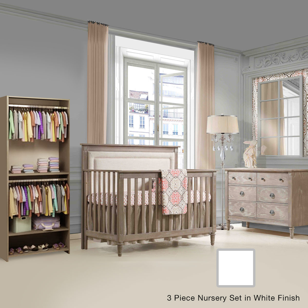 Nest Provence 3 Piece Nursery Set - 4-in-1 Convertible Crib, Double ...