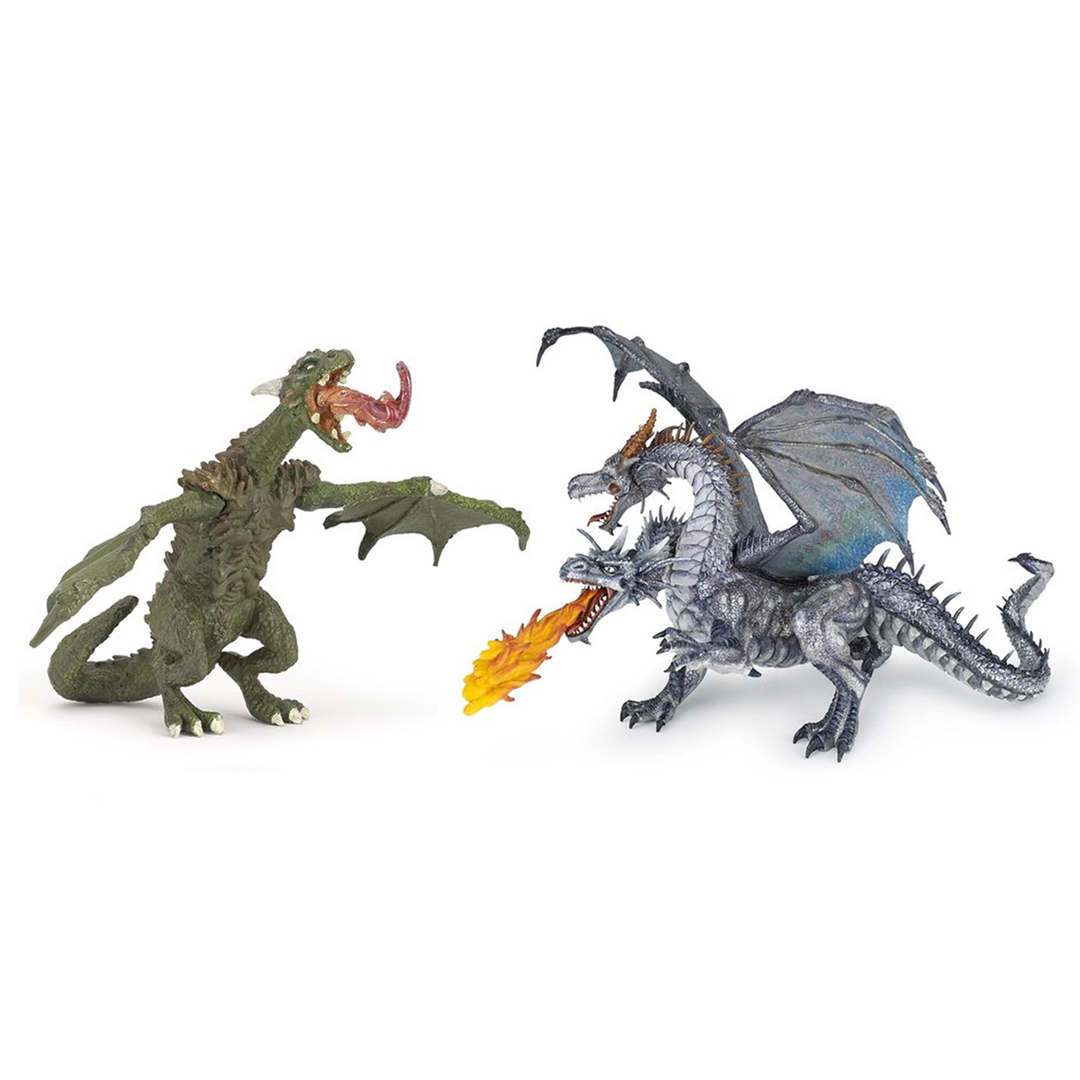 Papo Fantasy World: Articulated Dragon and Two Headed Dragon Toy Figure ...