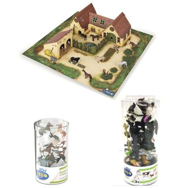 Papo Farm: Mini Cardboard Farm And Stable with Playmat, Mini Tub's Farm ...