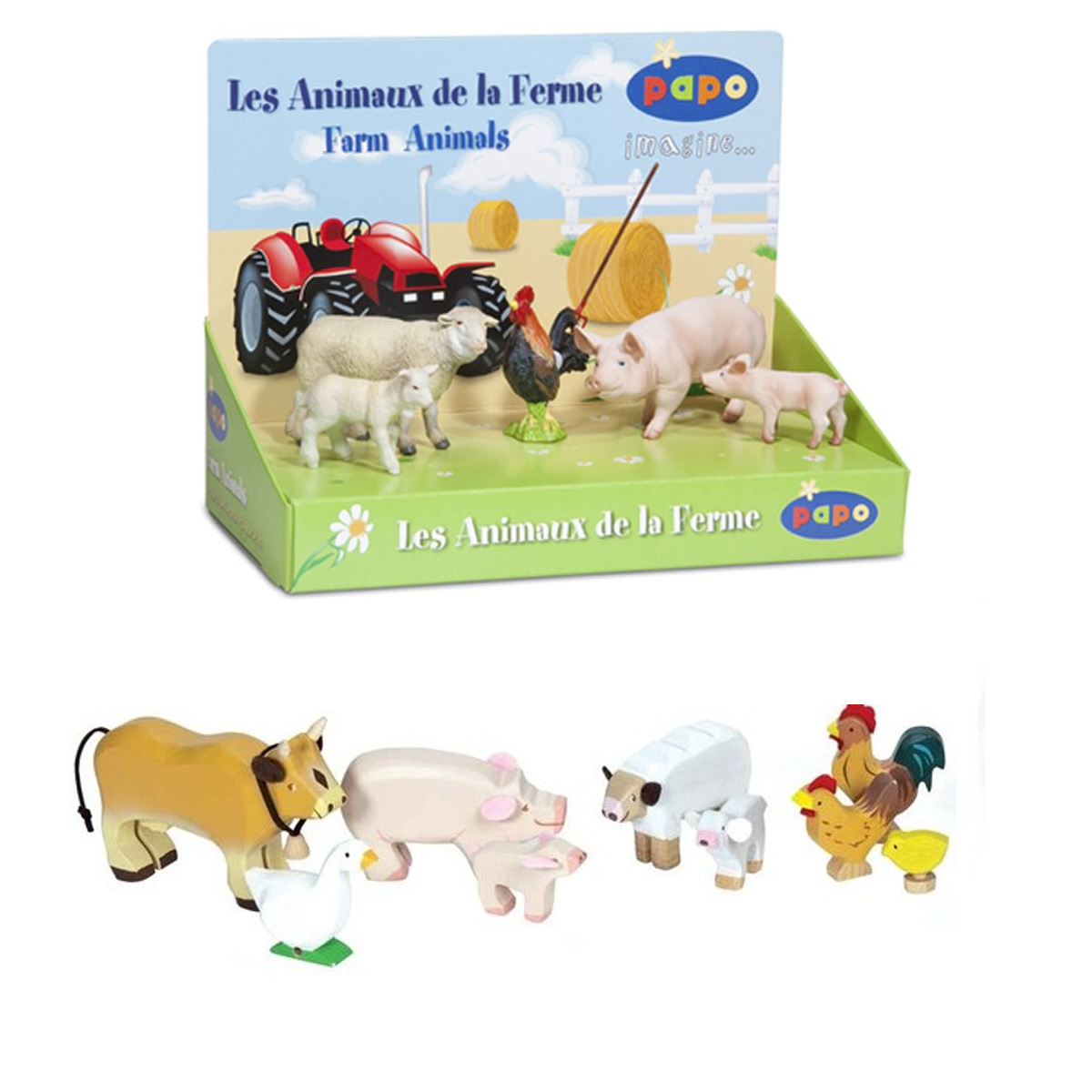 Papo Farm: Sunny Farm Animal Set and Farm Animals 1 5 Piece Box Set ...