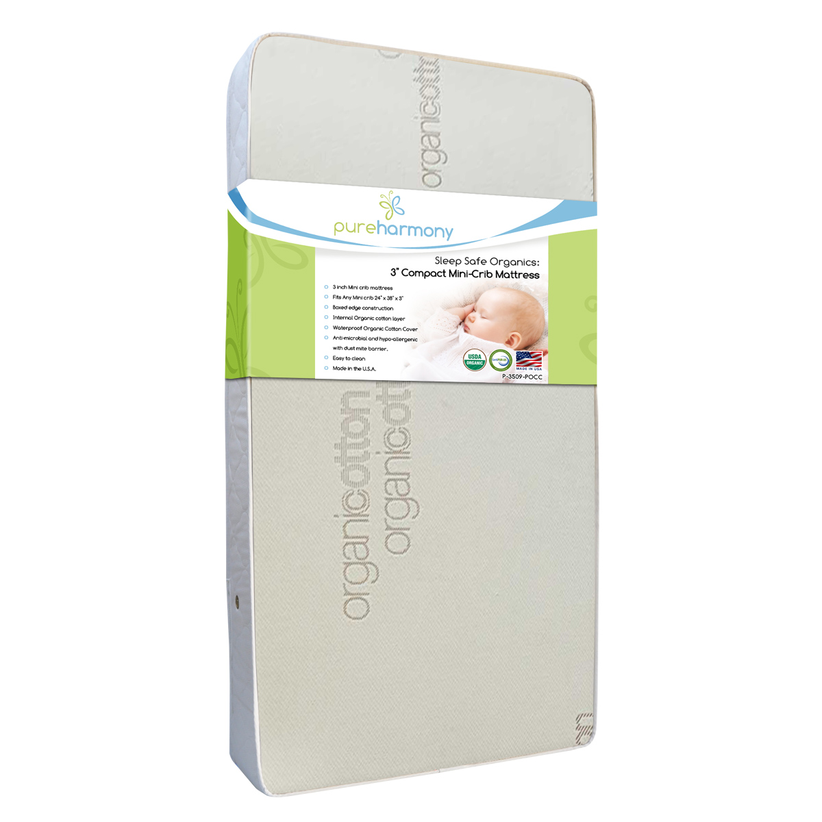Pure Harmony Sleep Safe Organics 3" Mini-Crib/Portable Mattress FREE ...