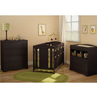 Southshore Angel Baby Crib with Toddler Bed Rail in Espresso FREE SHIPPING