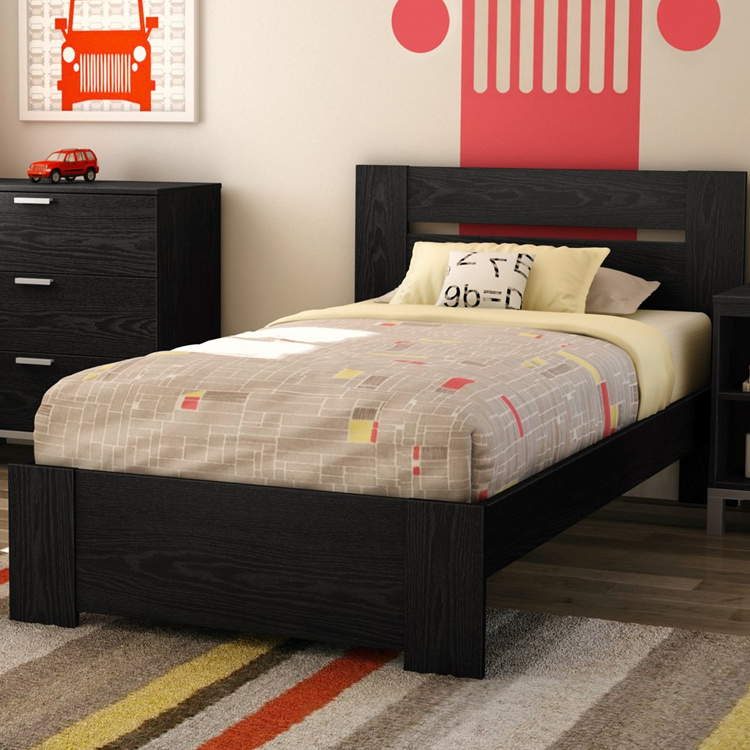 Southshore Flexible Twin Headboard/Footboard/ Bed Frame Kit in Black ...