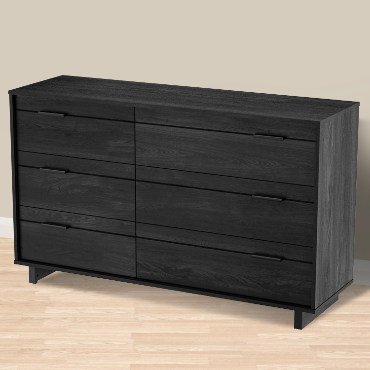 South Shore Fynn 6 Drawer Double Dresser Gray Brown
