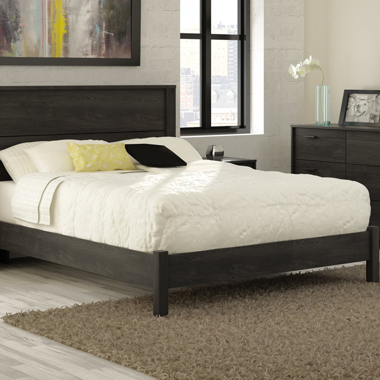 Southshore Fynn Full Double Platform Bed in Gray Oak FREE SHIPPING