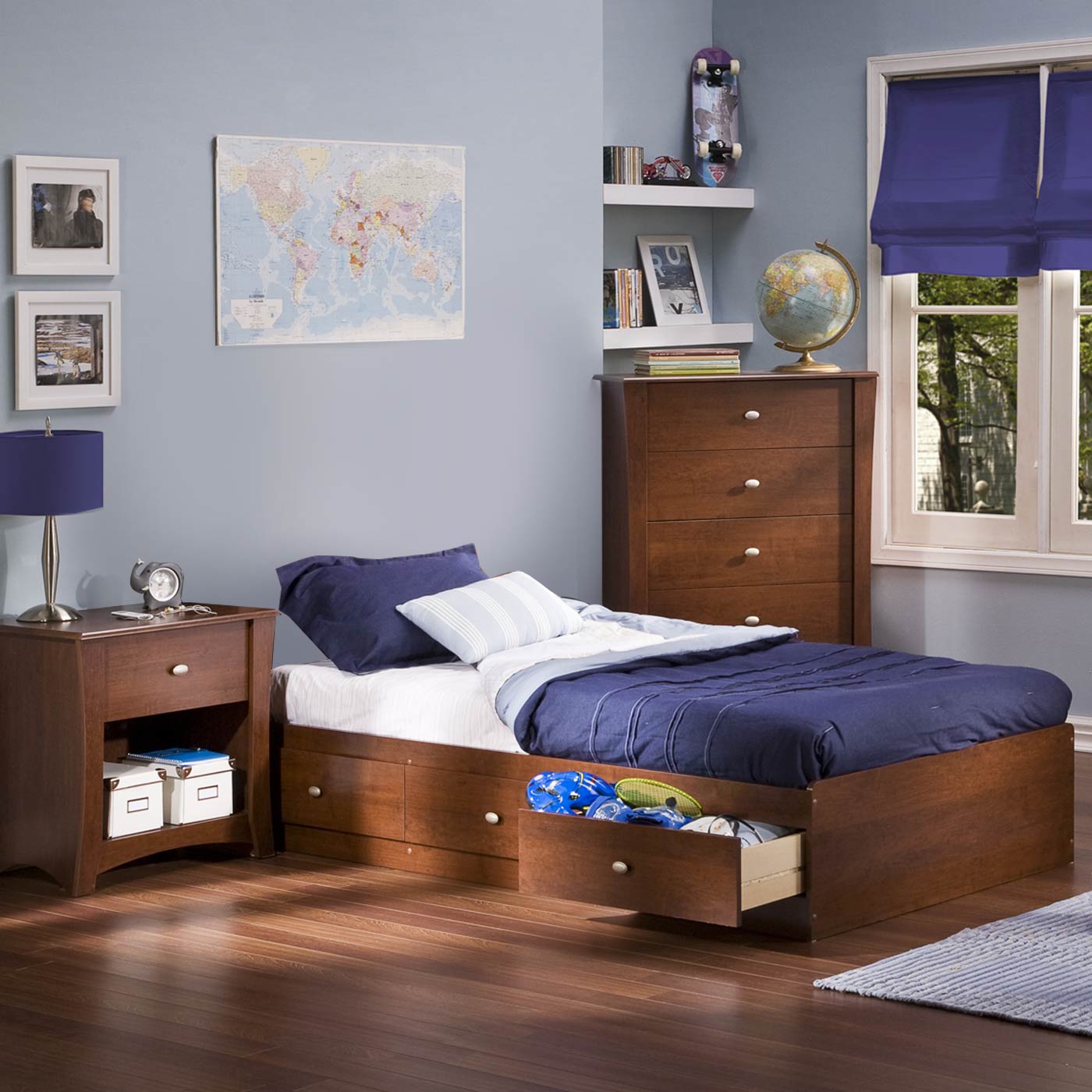 SouthShore Jumper 3 Piece Bedroom Set - Jumper Twin Mates Bed, 5 Drawer ...
