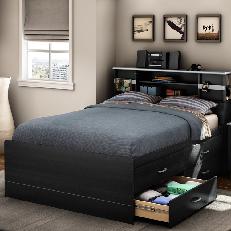 South Shore Lazer Captains Bed Black Onyx