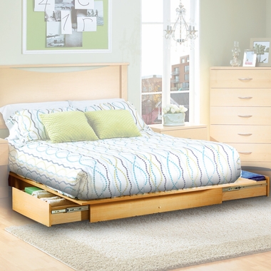 SouthShore Step One Storage Platform Bed in Natural Maple 3013 FREE ...