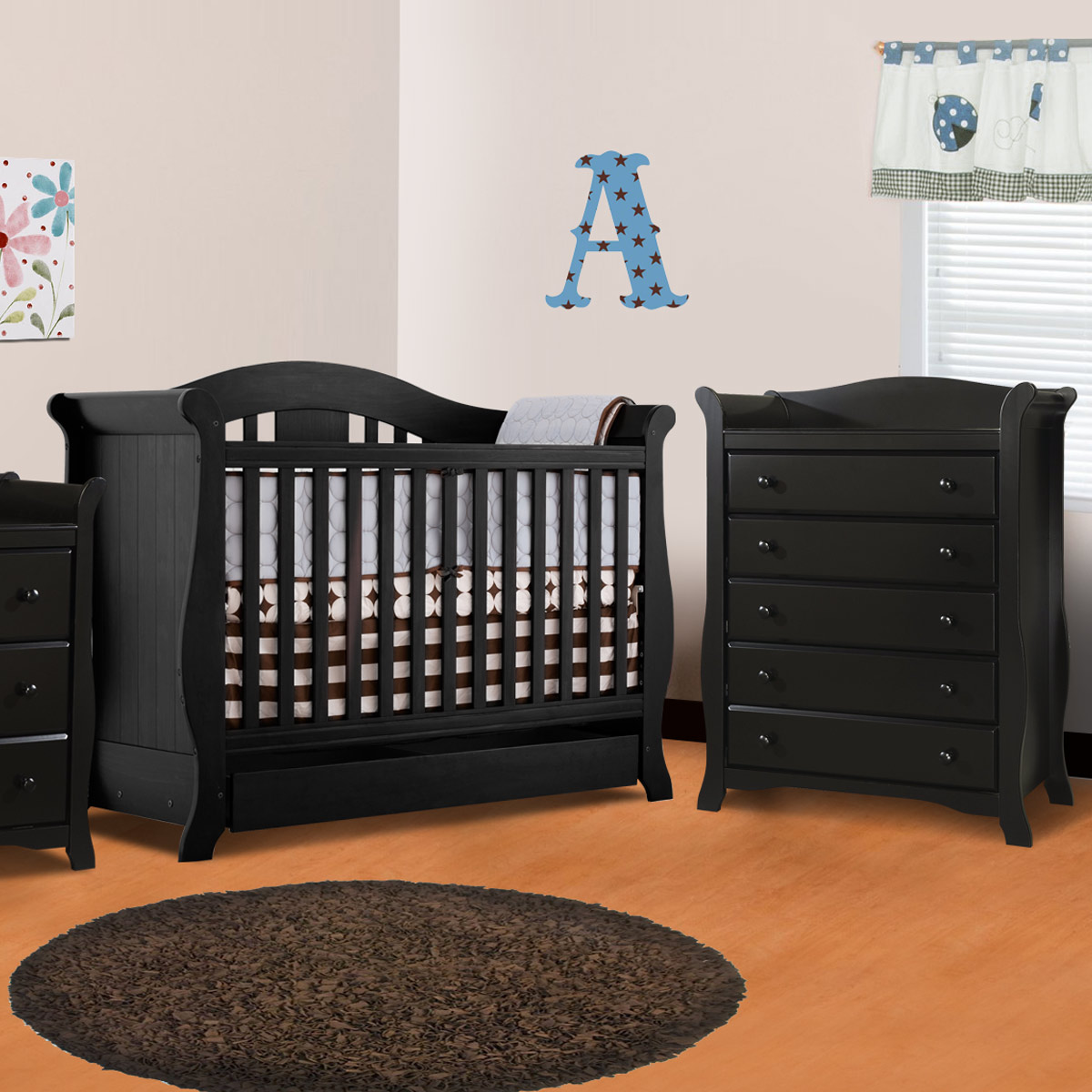 Storkcraft 2 Piece Nursery Set - Vittoria Convertible Crib and Avalon 5 ...