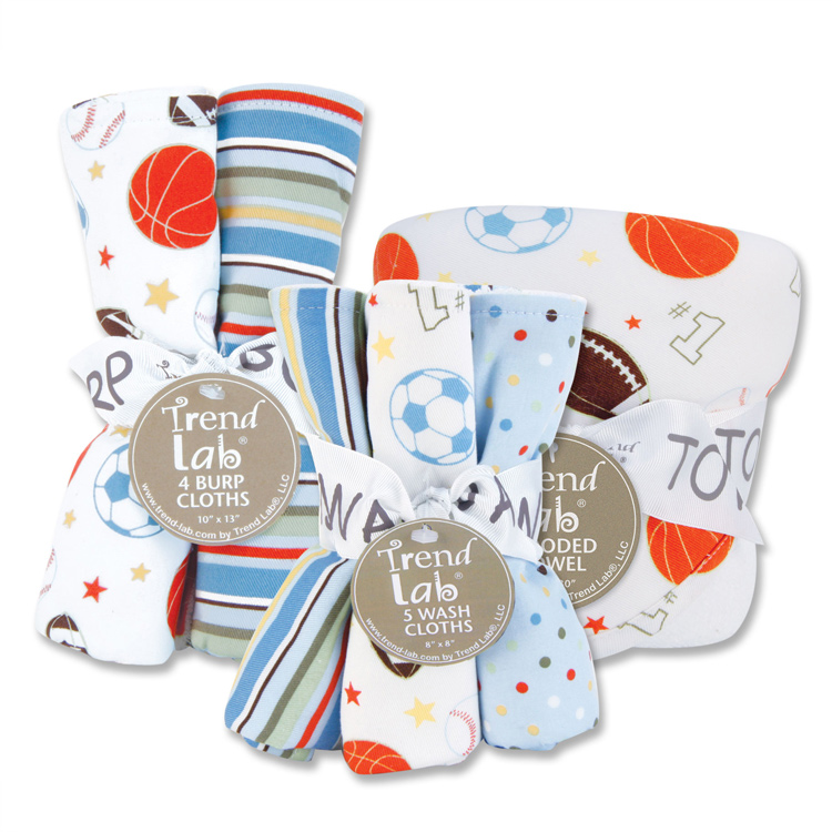 Trend Lab Little MVP Bouquet Bath and Burp Cloth Set FREE SHIPPING