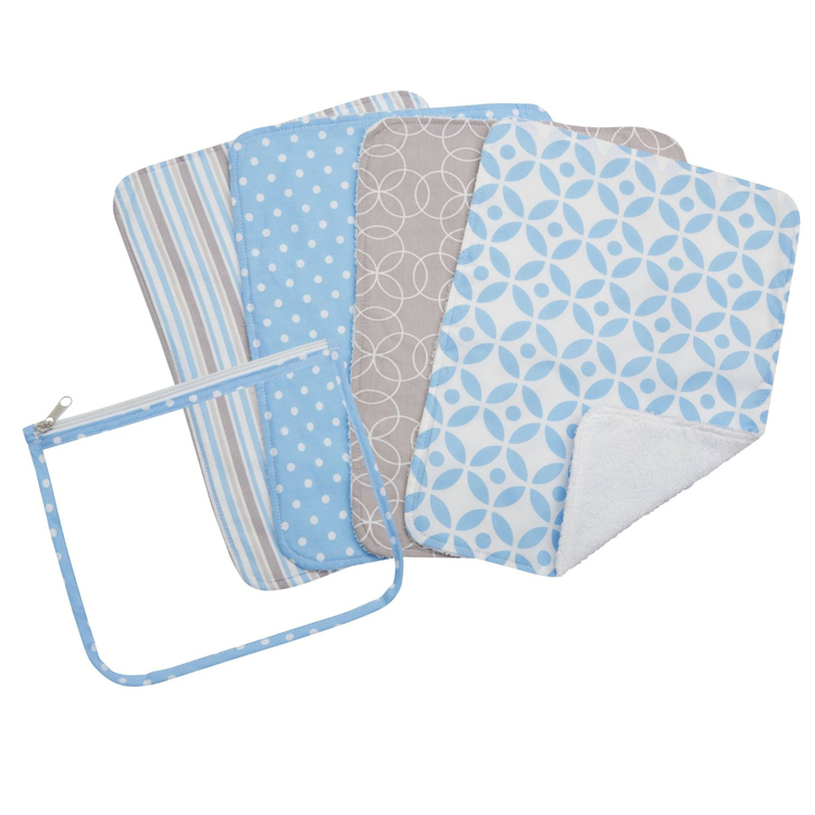 Trend Lab Logan Zipper Pouch and 4 Burp Cloths Gift Set FREE SHIPPING