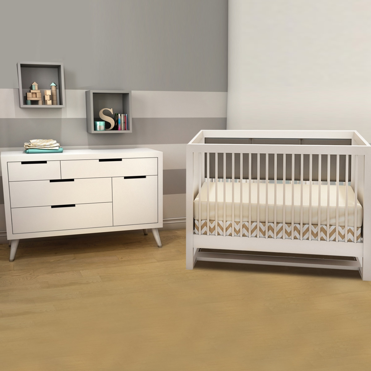 Tulip Soren 2 Piece Nursery Set - Crib to Double Convertible Crib and ...