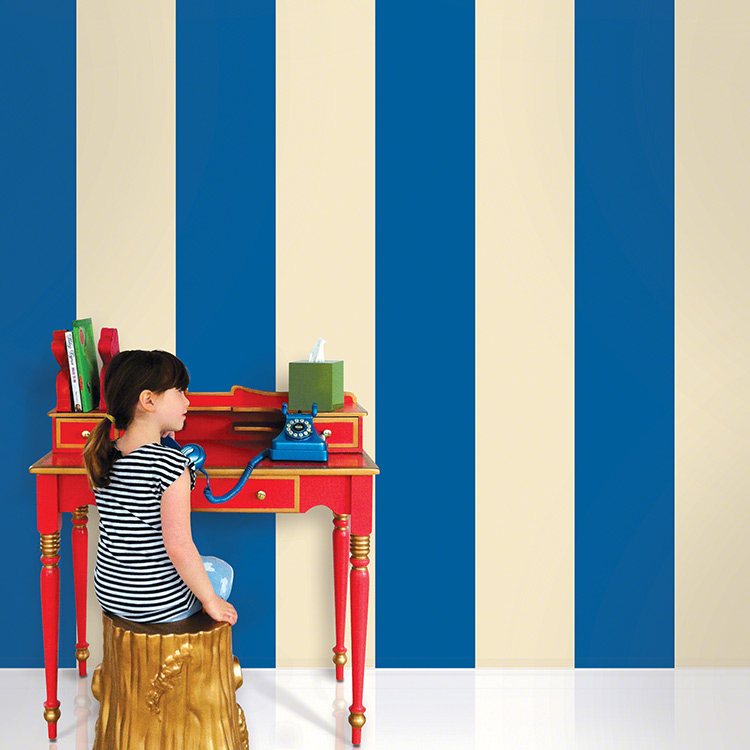 Wall Candy Arts Stripe Removable Wallpaper in Blue and Cream FREE SHIPPING