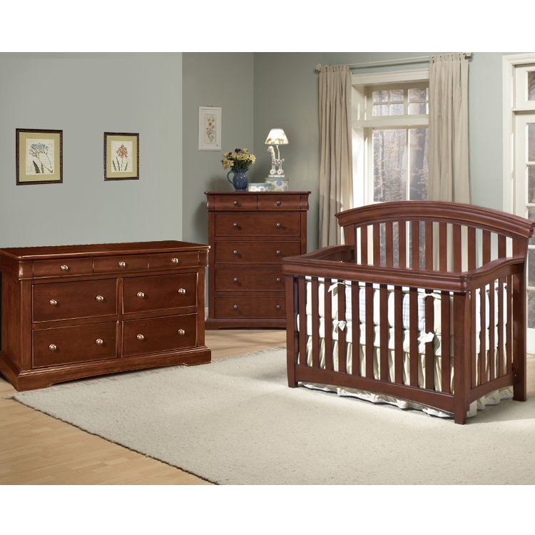 Westwood Design 3 Piece Nursery Set Stratton Convertible Crib Double Dresser and 6 Drawer Chest in Virginia Cherry FREE SHIPPING