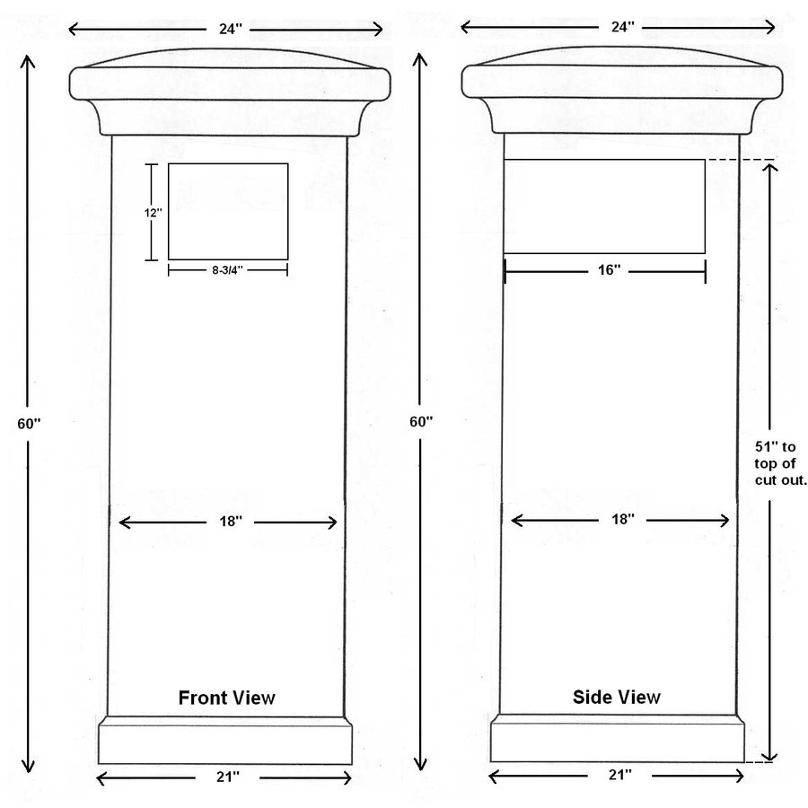 Manchester Non-Locking Column Mailbox w/ Painted Stucco Column