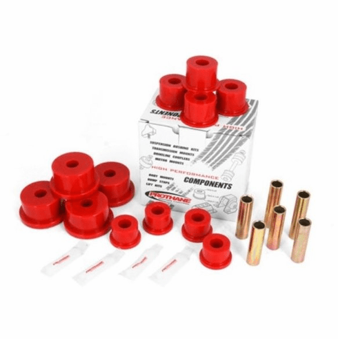 Prothane 1-1007 Red Polyurethane Rear Spring & Shackle Bushing Kit - Midwest Jeep Willys