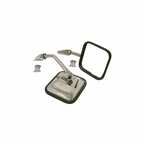 1100502 Side Mirrors with Convex Mirror, Stainless Steel, 55-86 Jeep CJ ...