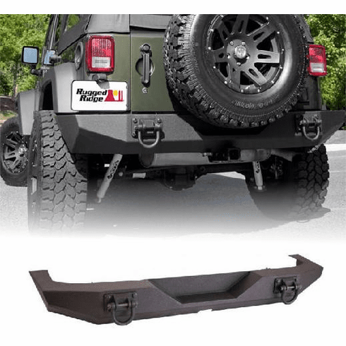 1154620 XHD Rear Bumper, Textured Black, 07-18 Jeep Wrangler by Rugged ...
