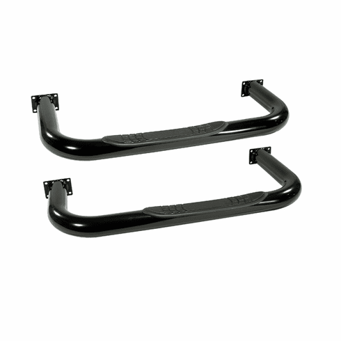 1159001 3-Inch Round Tube Side Steps, Black, 76-83 Jeep CJ5 by Rugged ...