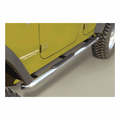 1159306 3-Inch Round Tube Side Steps, Stainless, 2007-18 Wrangler ...