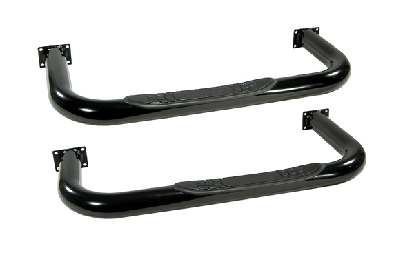 1159001 3-Inch Round Tube Side Steps, Black, 76-83 Jeep CJ5 by Rugged ...