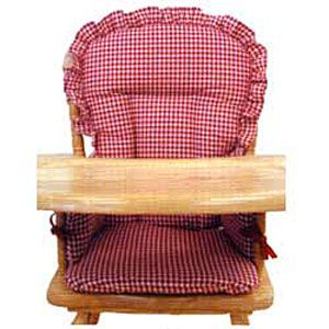 Wooden High Chair Pad - Red Gingham
