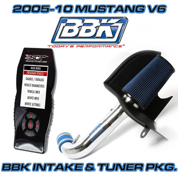 2005-10 Mustang V6 BBK Cold Air Intake and SCT X4 Tuner Package