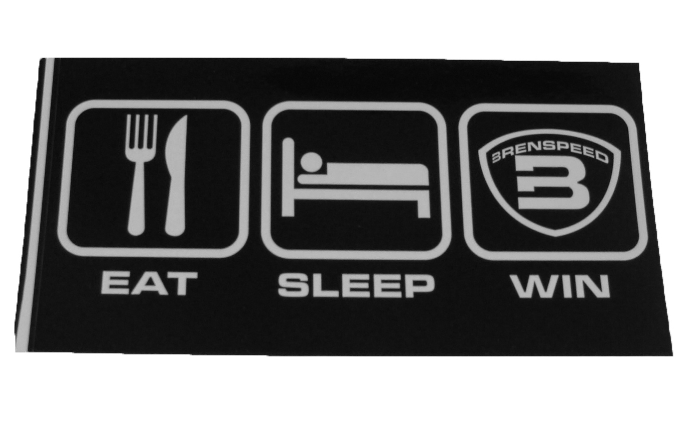 Brenspeed Eat Sleep Win Black White Rectangle Sticker