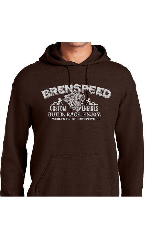 Custom Engines World's Finest Horsepower Hooded Sweatshirt- Brown