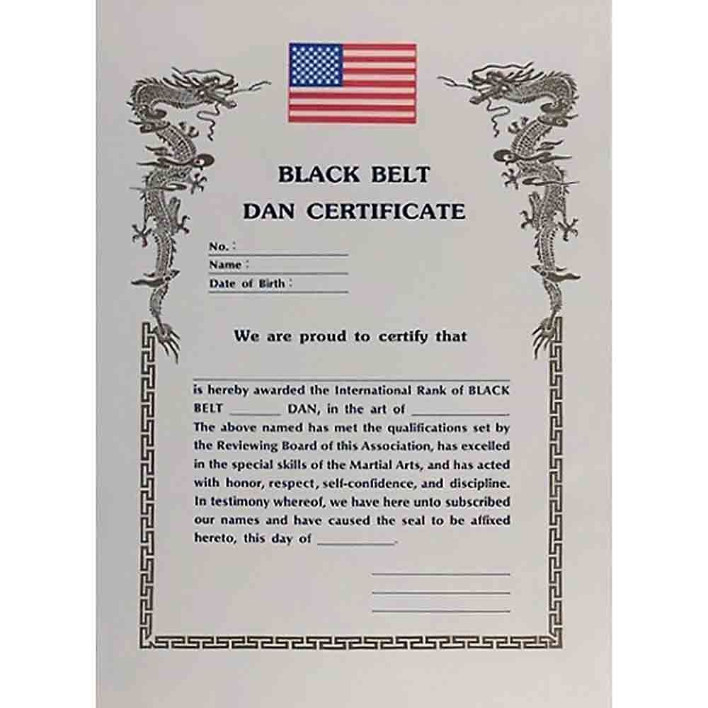 MARTIAL ARTS BLACK BELT DAN CERTIFICATE on sale only $5.95