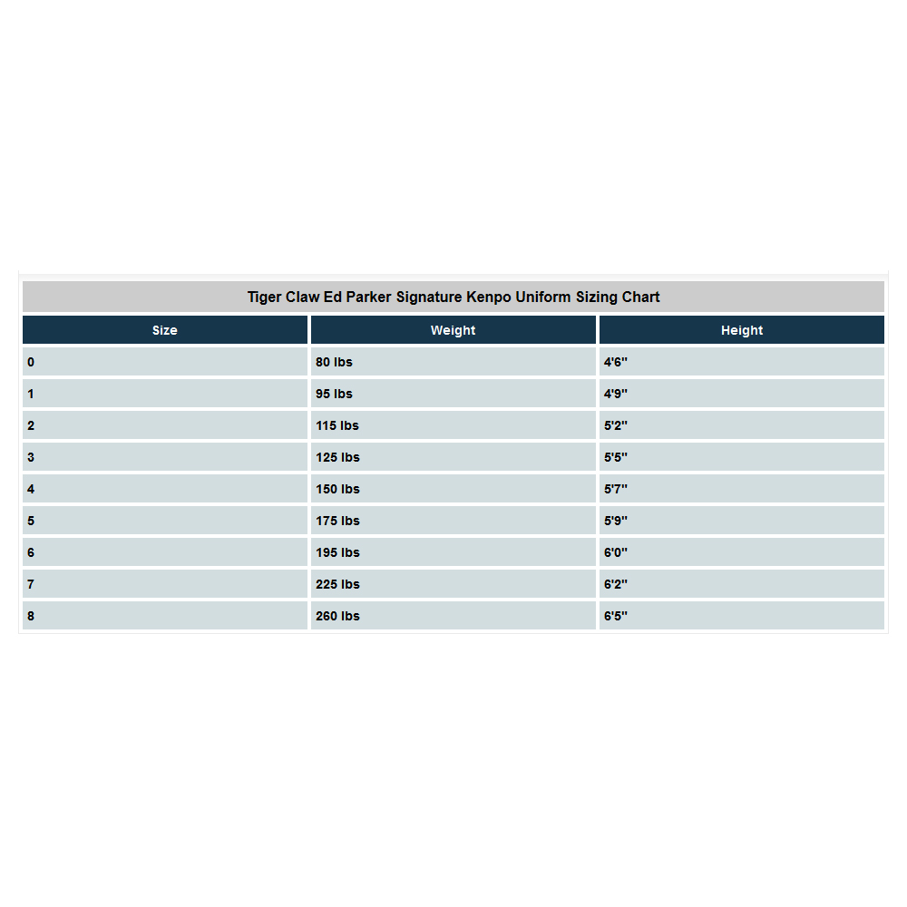 TIGER CLAW ED PARKER SIGNATURE KENPO KARATE UNIFORM on sale starting $93.96