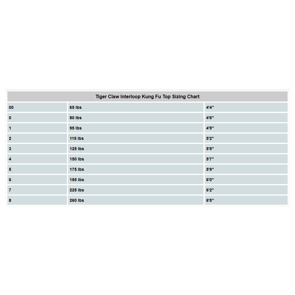 TIGER CLAW INTERLOOP KUNG FU TOP on sale starting price $32.99