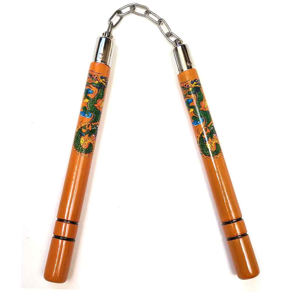 WOODEN NUNCHAKU DRAGON STRIPES (nunchucks) on sale only $19.31