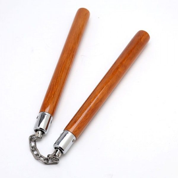 WOODEN NUNCHAKU ROUND NATURAL WITH CHAIN on sale only $19.95