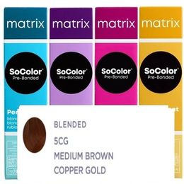 Matrix SoColor Pre-Bonded Permanent Hair Color 5CG MEDIUM BROWN COPPER GOLD