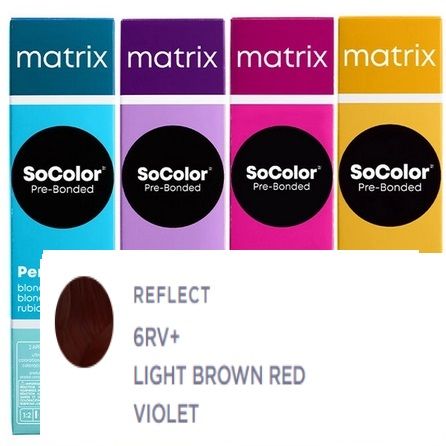 Matrix SoColor Pre-Bonded Permanent Hair Color 6RV+ LIGHT BROWN RED VIOLET