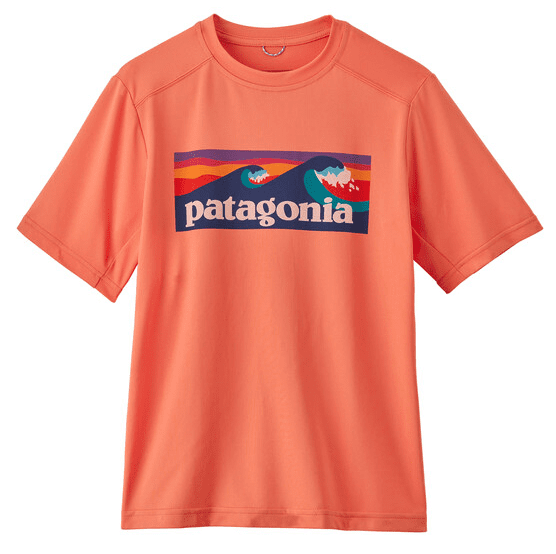 Patagonia Kids Capilene Silkweight T-Shirt Boardshort Logo: Coho Coral ...