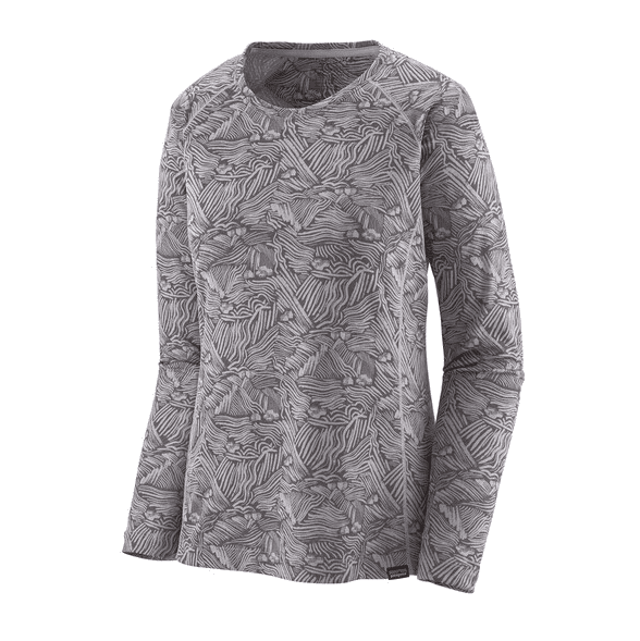 Patagonia Womens Capilene Midweight Crew Hut to Hut/ Salt Grey (Close Out)