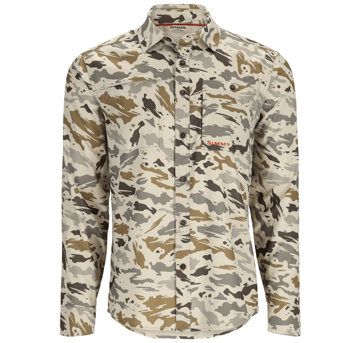 Simms Mens Simms Challenger Long Sleeve Shirt Ghost Camo Stone (close out)