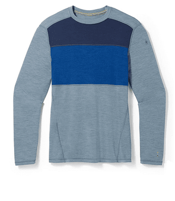 Smartwool Mens Classic Thermal Merino Base Layer Colorblock Crew Pewter ...