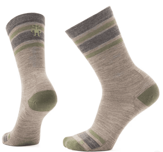 Smartwool Unisex Everyday Top Split Stripe Crew Socks Taupe (close out)