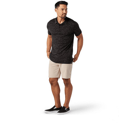 Smartwool Mens Merino Hemp Blend Short Sleeve Polo Black Heather