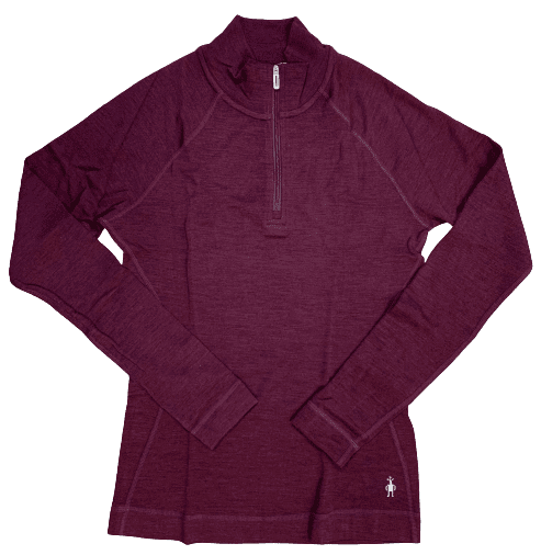 Smartwool Womens Classic Thermal Merino Base Layer 1/4 Zip Black Cherry ...
