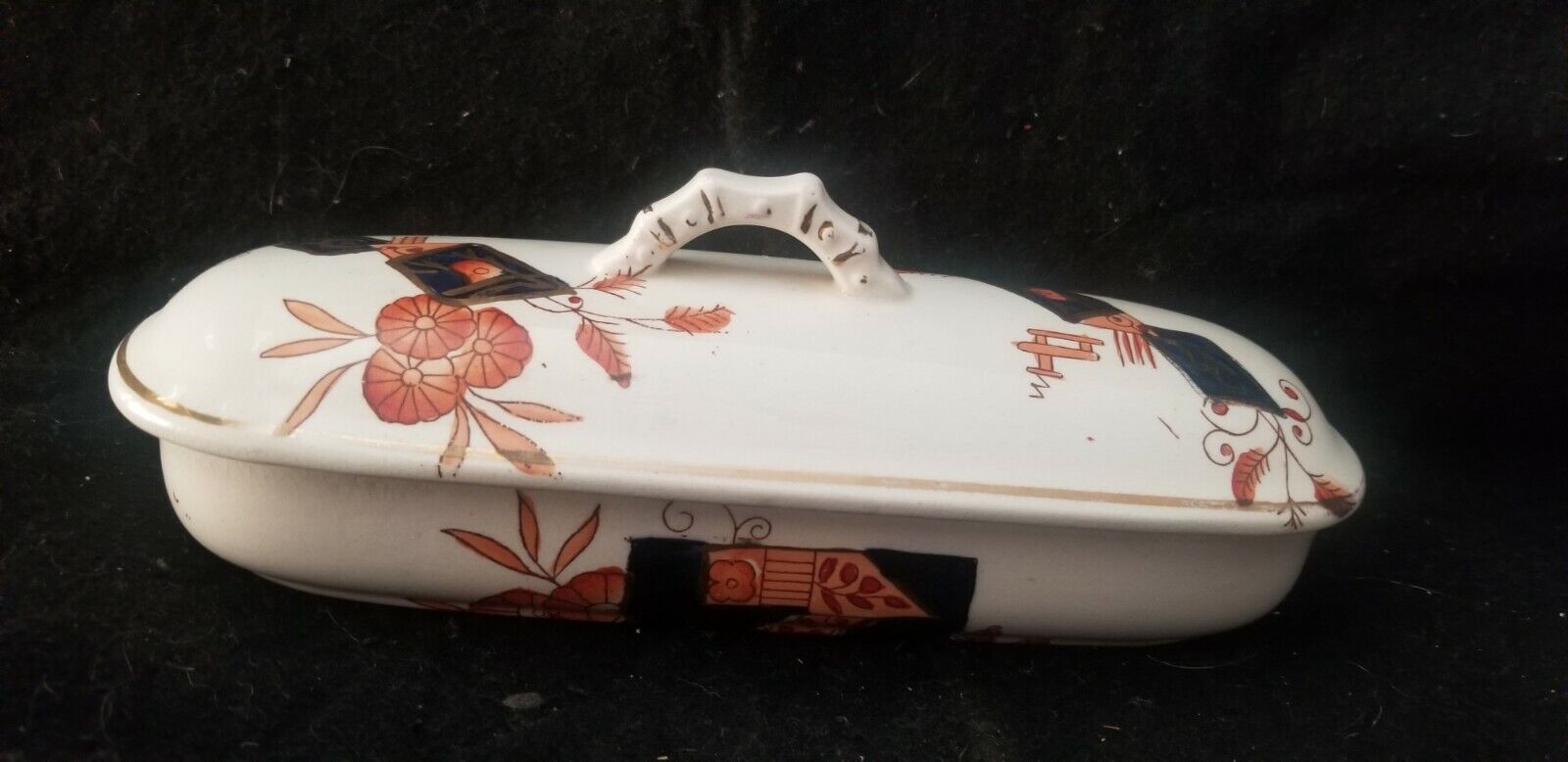 ANTIQUE ENGLISH IMARI IRONSTONE decorated razor TOOTHBRUSH HOLDER