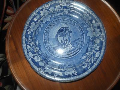 ANTIQUE STAFFORDSHIRE ARMS OF RHODE ISLAND PLATE