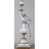 PORCELAIN AND BRONZE ORMOLU BLUE AND WHITE BIRD PARROT CANDLESTICK rig