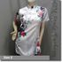 Chinese Cheongsam Qipao Style Floral Satin Tunic Top White