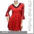 Deep V Neckline Sexy Lace Lady Tunic Top Red